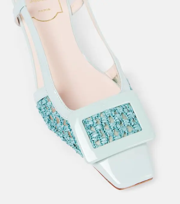 ROGER VIVIER Belle Vivier 45 Crochet Leather Slingback Pumps
