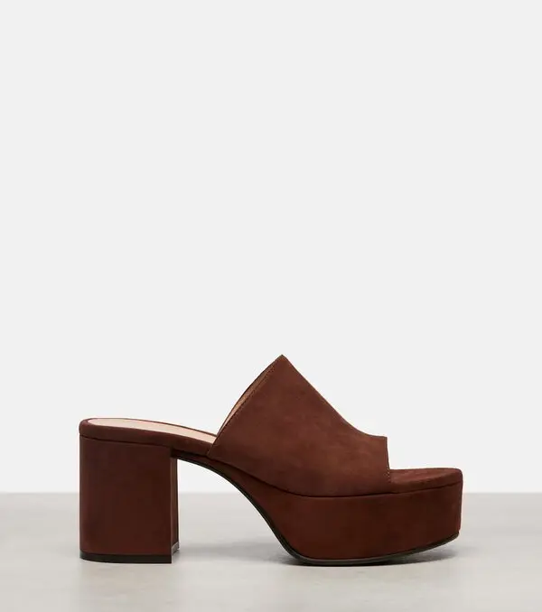GIANVITO ROSSI Suede Platform Mules - Brown