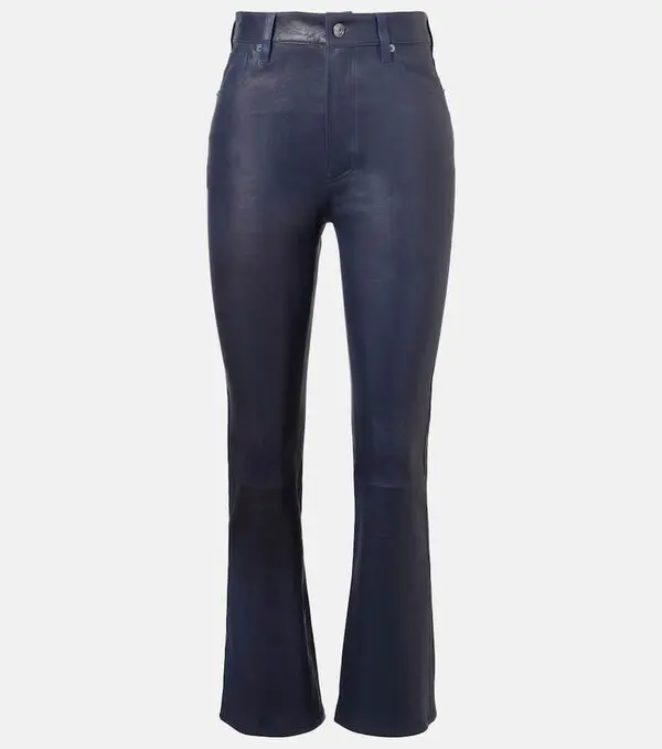 FRAME Reboot Crop Leather Bootcut Pants