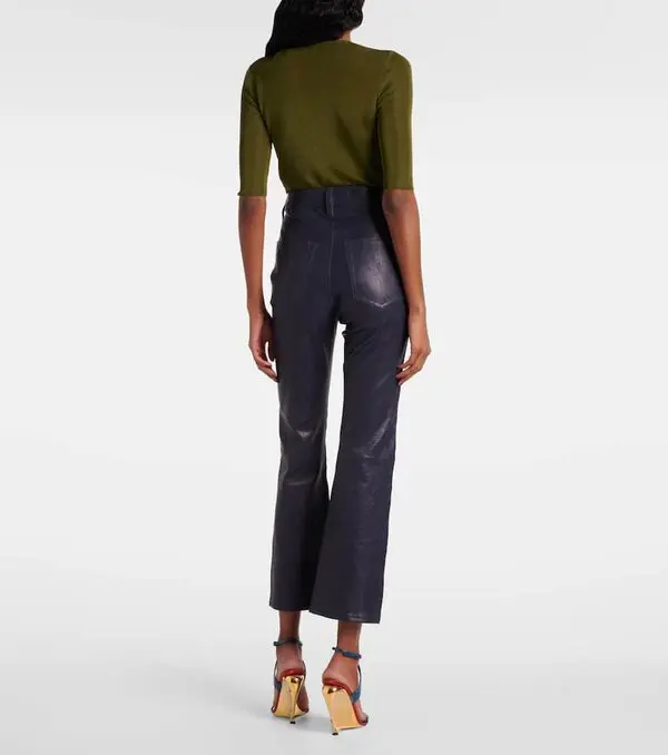 FRAME Reboot Crop Leather Bootcut Pants