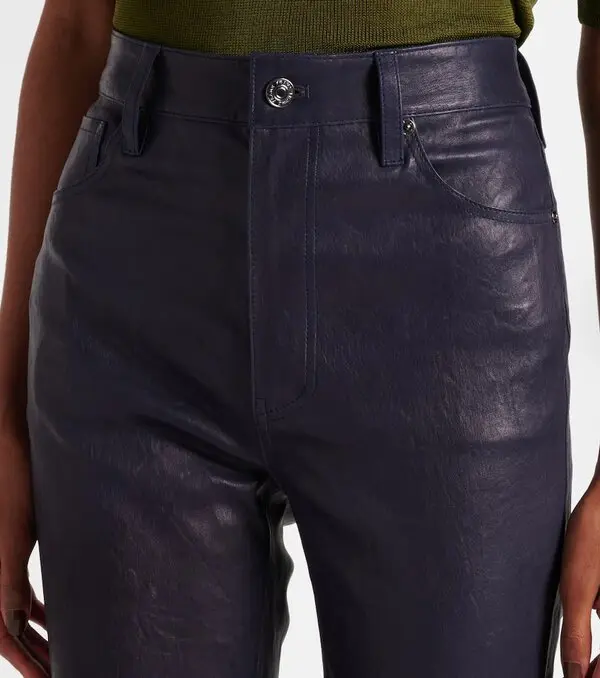 FRAME Reboot Crop Leather Bootcut Pants