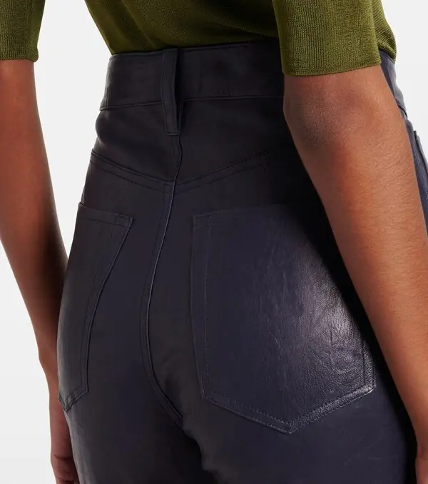 FRAME Reboot Crop Leather Bootcut Pants