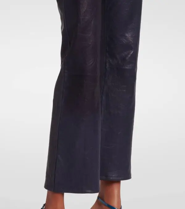 FRAME Reboot Crop Leather Bootcut Pants