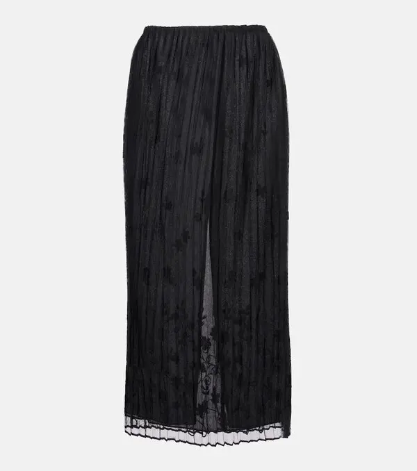 TOTEME Embroidered Plisse Tulle Midi Skirt