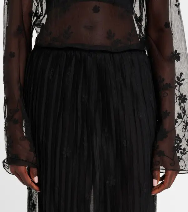 TOTEME Embroidered Plisse Tulle Midi Skirt