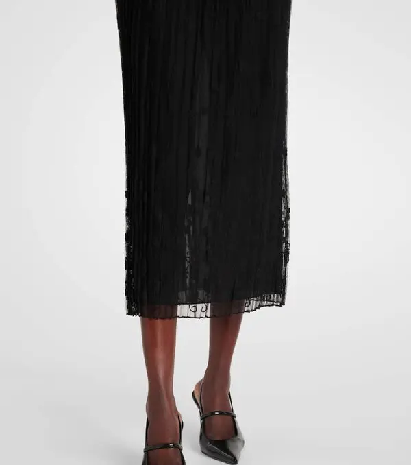 TOTEME Embroidered Plisse Tulle Midi Skirt