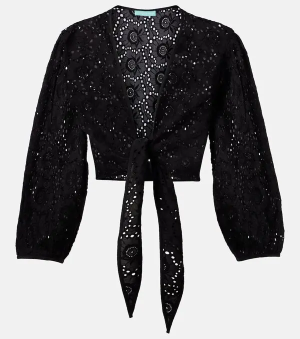 Melissa Odabash Pia Cotton Lace Top - Black