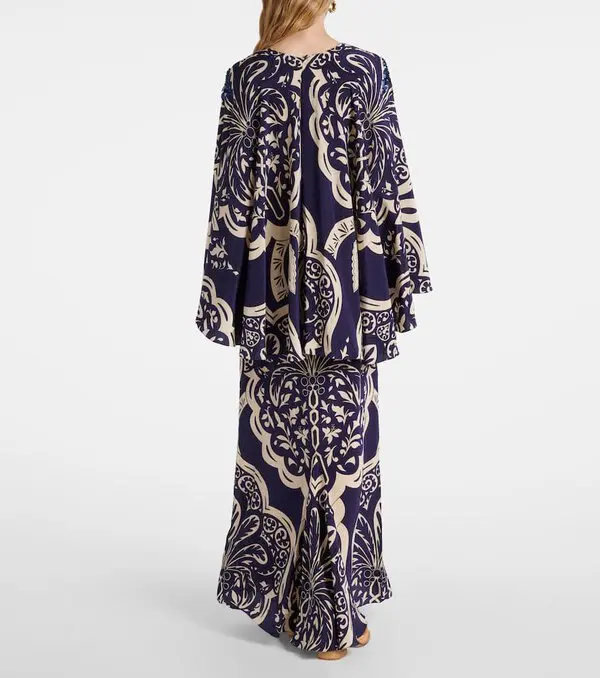 Johanna Ortiz Sequined Printed Silk Maxi Dress