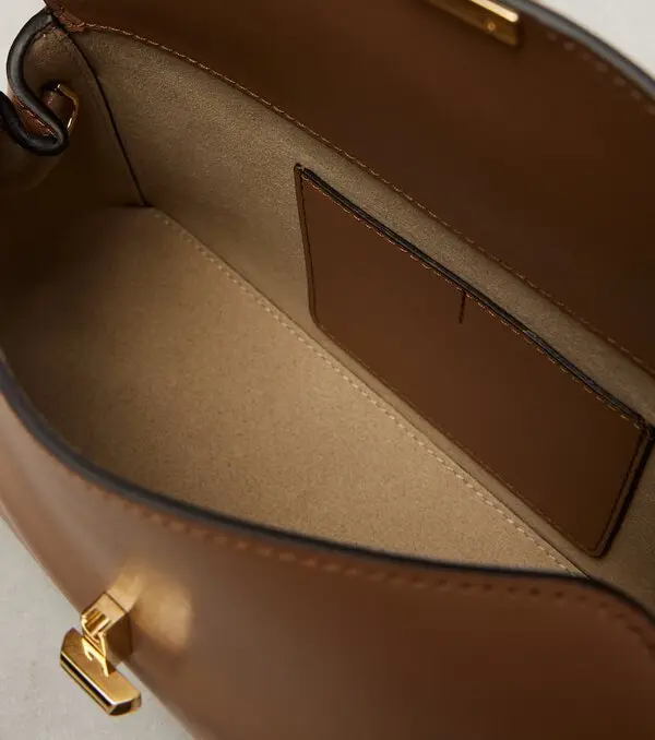 TOTEME T-lock Small Leather Clutch - Brown