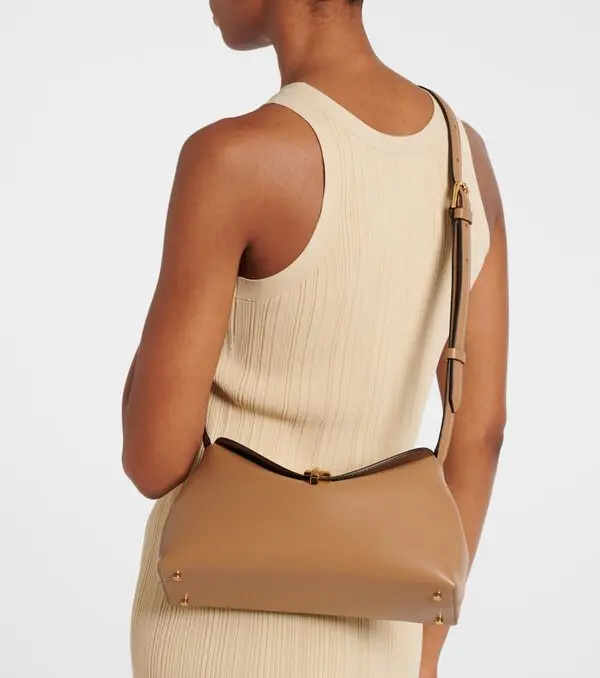 TOTEME T-lock Small Leather Clutch - Brown