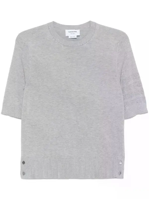 Thom Browne 4-bar Pointelle T-shirt - Grey
