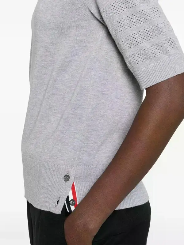 Thom Browne 4-bar Pointelle T-shirt - Grey