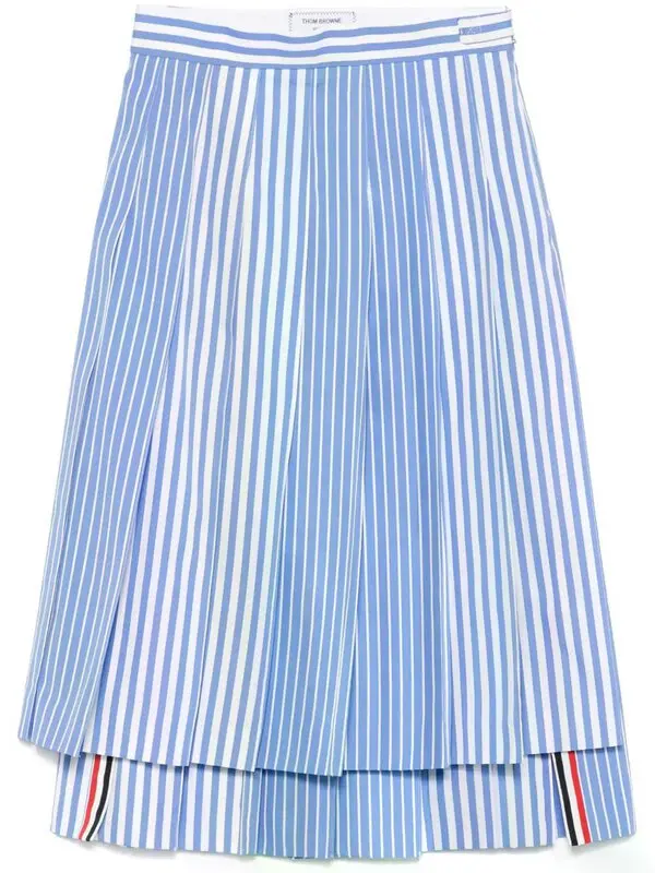 Thom Browne Pleated Striped Midi Skirt