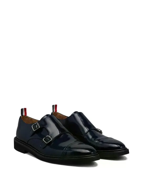 Thom Browne Soft Spazzolato Oxford Double Monk Strap Shoes - Blue