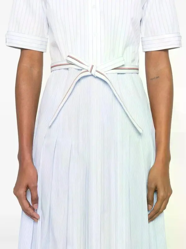 Thom Browne Striped Midi Shirt Dress