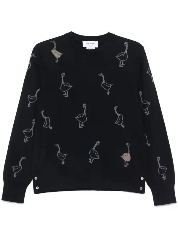 Thom Browne Pattern-intarsia Virgin Wool Sweater