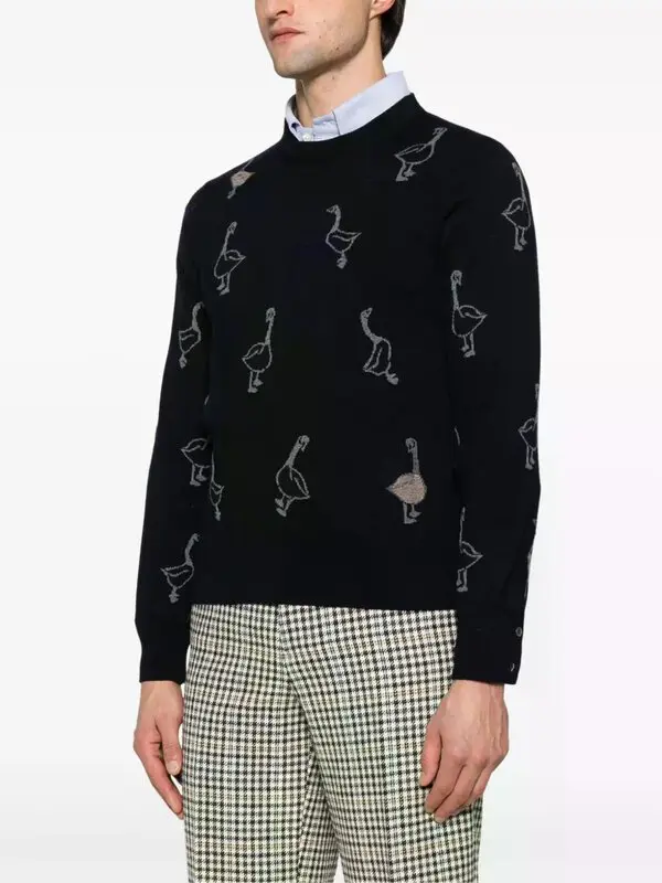Thom Browne Pattern-intarsia Virgin Wool Sweater