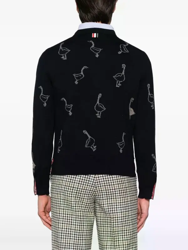 Thom Browne Pattern-intarsia Virgin Wool Sweater