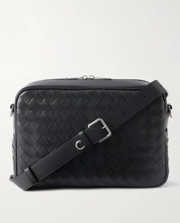Bottega Veneta Intrecciato Leather Camera Bag - Black