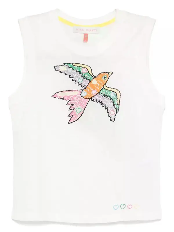 Mira Mikati Embroidered Bird Vest - White