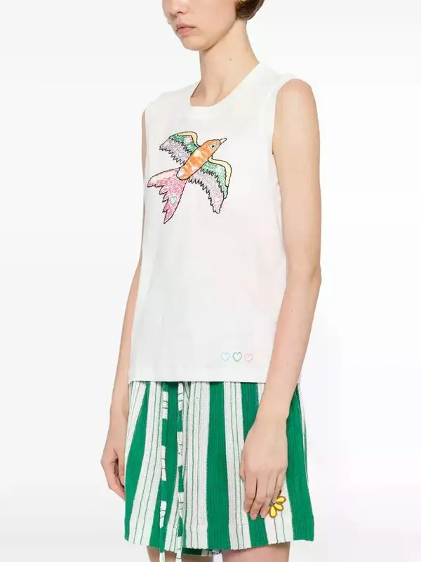 Mira Mikati Embroidered Bird Motif Sleeveless Top