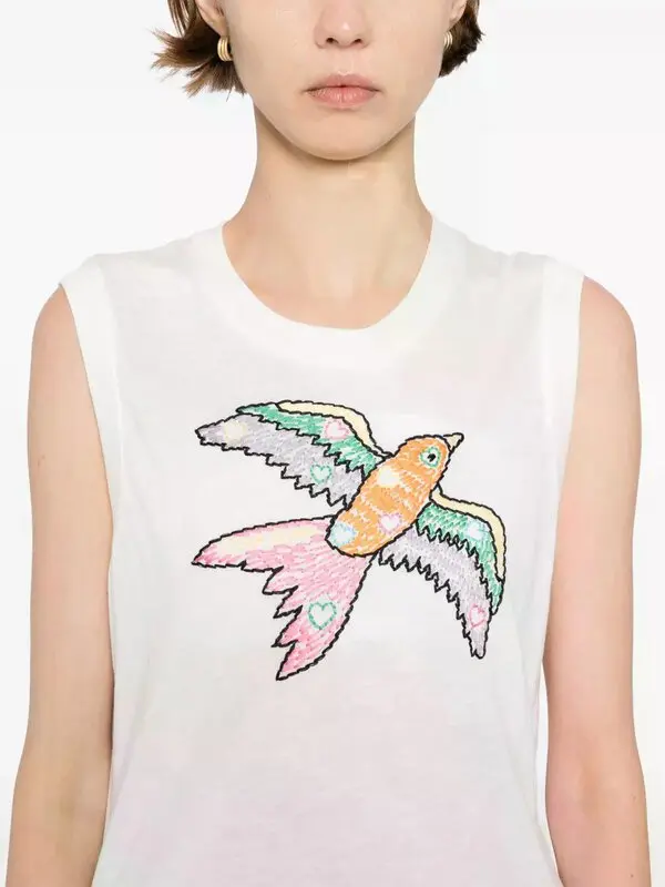Mira Mikati Embroidered Bird Motif Sleeveless Top