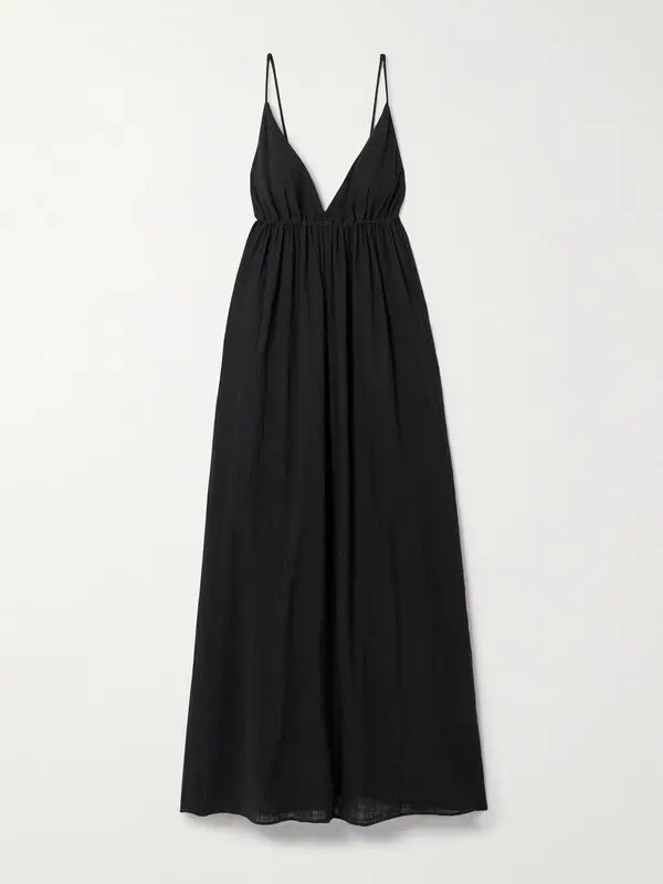 Staud Hanna Cotton-gauze Maxi Dress - Black