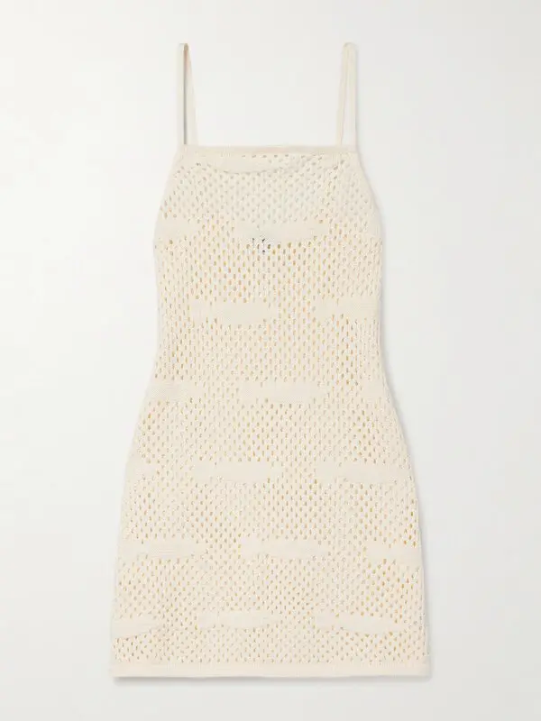 Staud Rio Crocheted Mini Dress - Neutrals