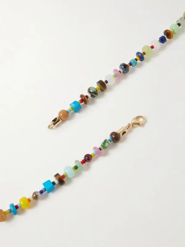 Luis Morais 14-karat Gold Agate And Diamond Beaded Necklace