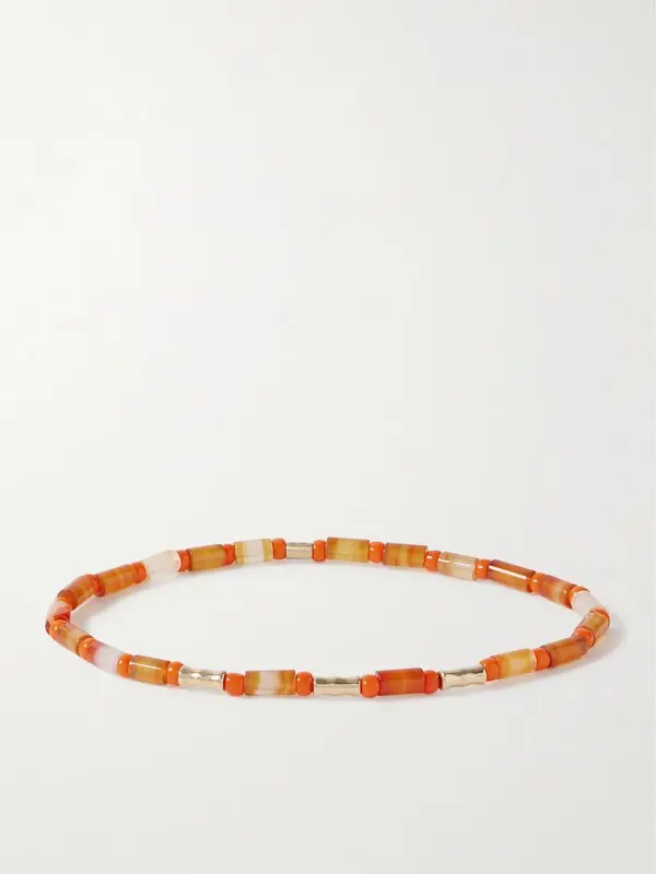 Luis Morais 14-karat Gold Agate Bracelet - Red