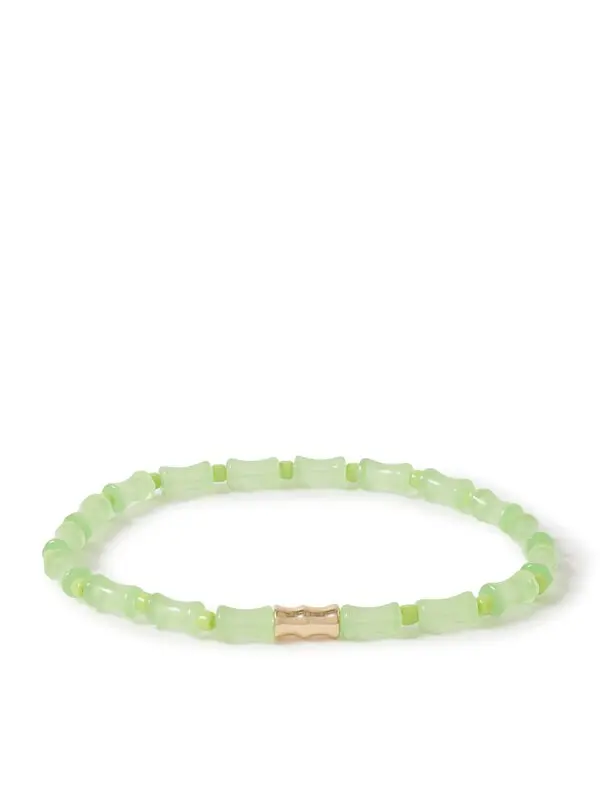 Luis Morais 14-karat Gold And Glass Beaded Bracelet - Green