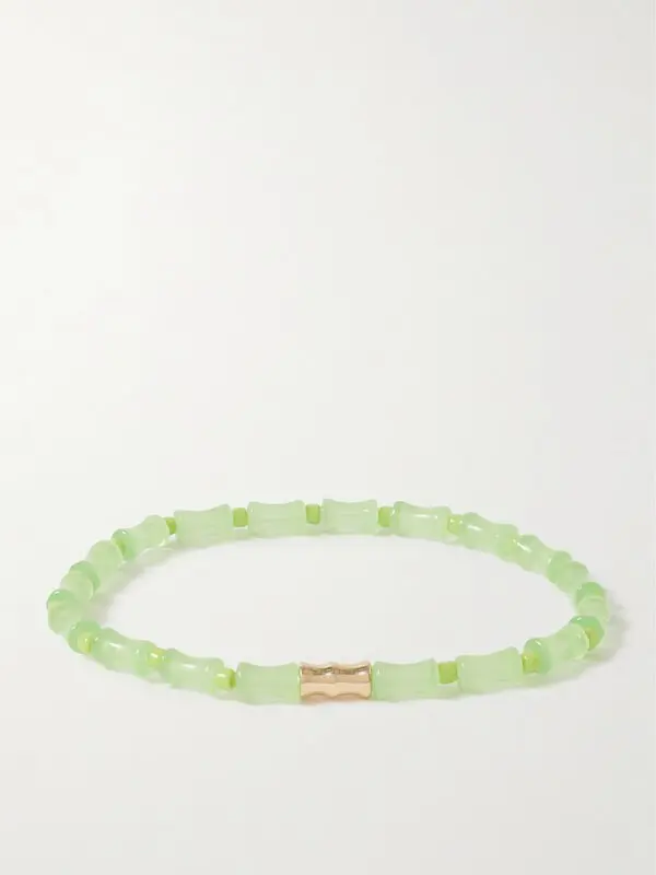 Luis Morais 14-karat Gold And Glass Beaded Bracelet - Green