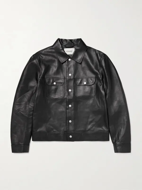 FRAME Leather Trucker Jacket