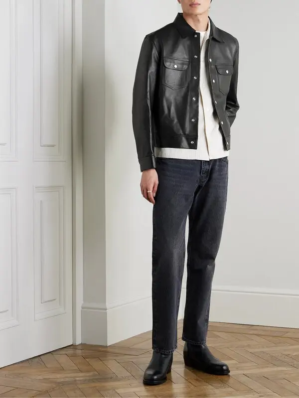 FRAME Leather Trucker Jacket