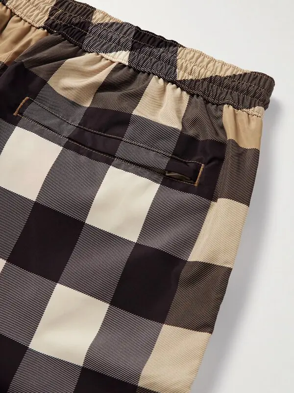 Burberry Checked Straight-leg Swim Shorts - Neutrals