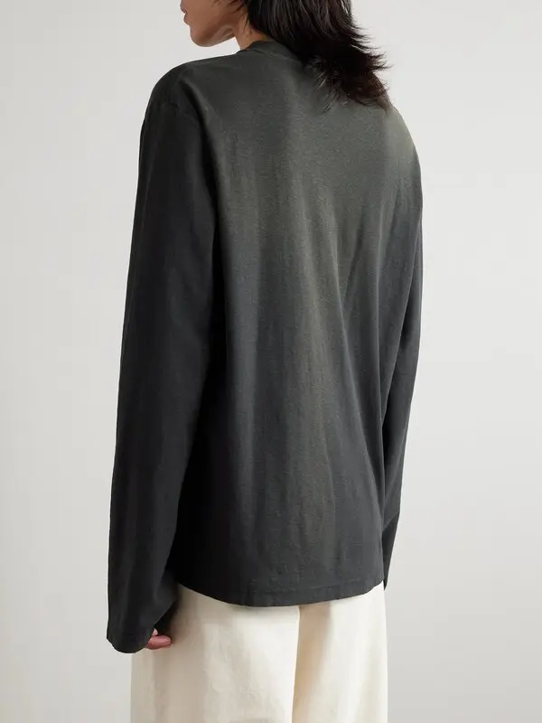 Acne Studios Edden U 1996 Logo-print Distressed Cotton And Hemp-blend T-shirt