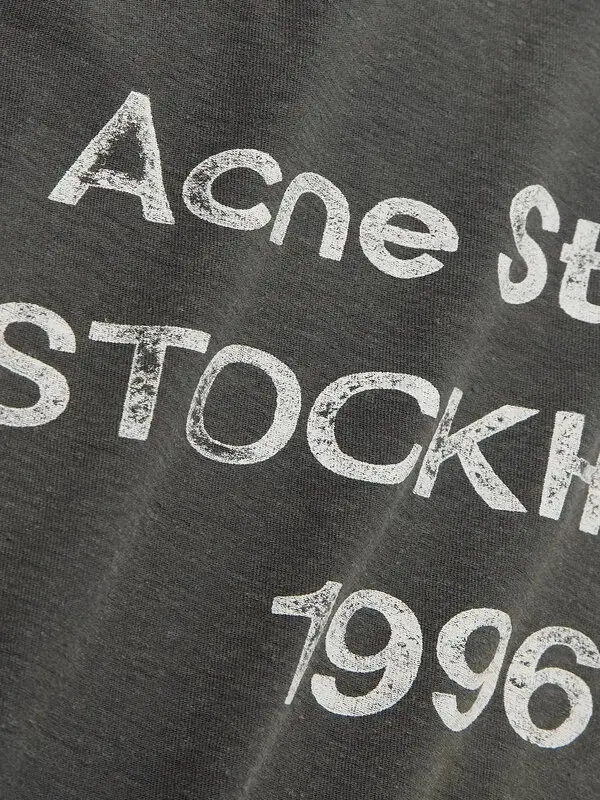 Acne Studios Edden U 1996 Logo-print Distressed Cotton And Hemp-blend T-shirt