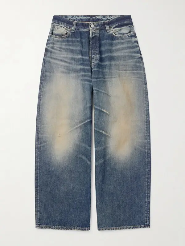 Acne Studios Wide-leg Distressed Jeans - Blue