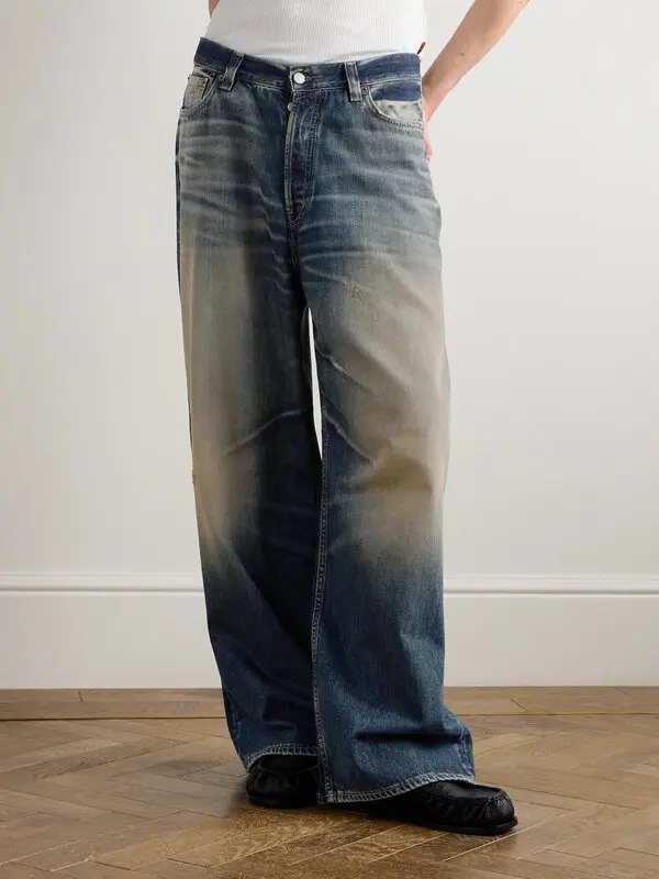 Acne Studios Wide-leg Distressed Jeans - Blue