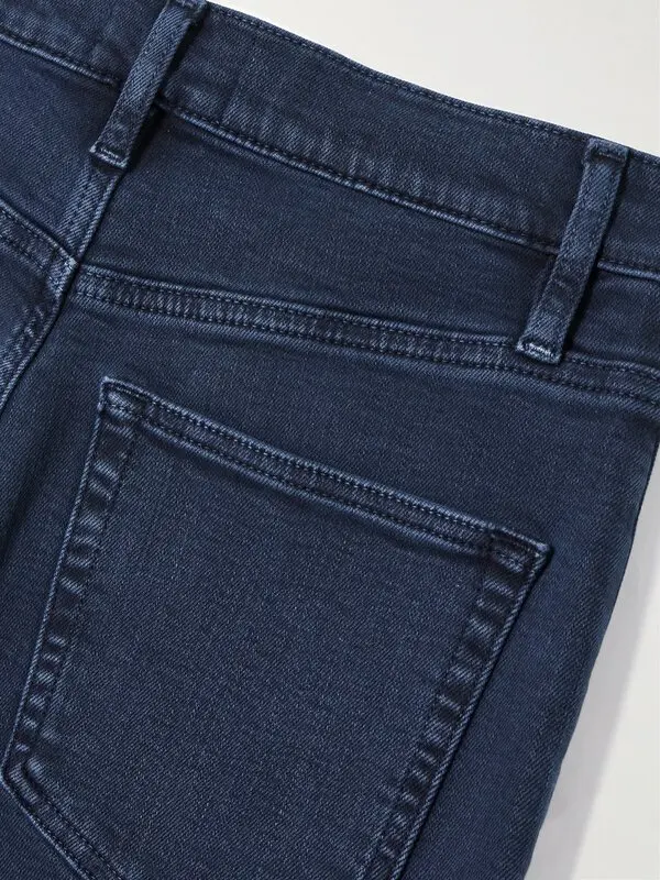 FRAME Anchor Frayed Cropped High-rise Wide-leg Jeans - Blue