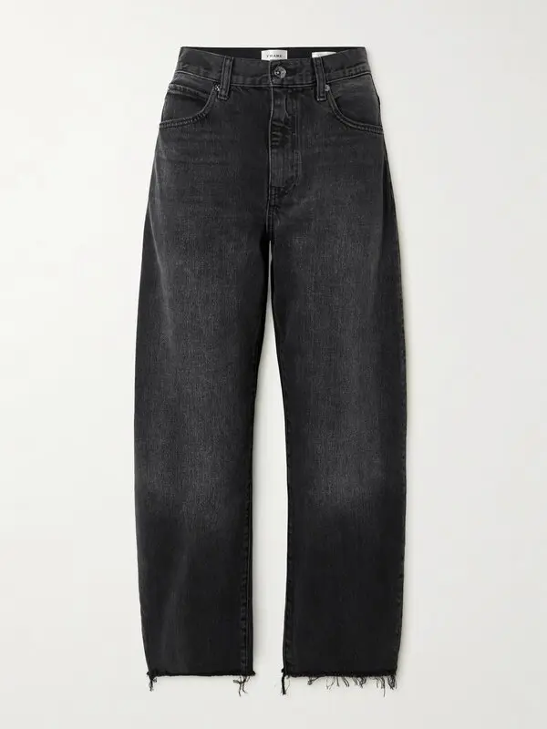FRAME The Bubble Cropped High-rise Jeans - Black