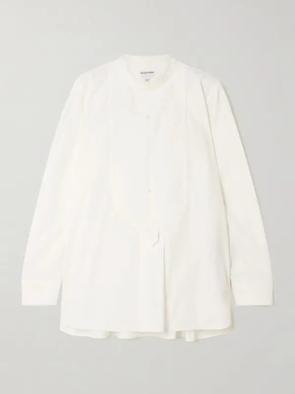 Bottega Veneta Paneled Cotton-blend Shirt - Neutrals