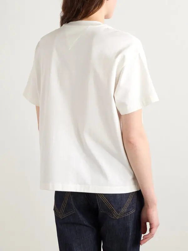 Bottega Veneta Intrecciato Suede-trimmed Organic Cotton-jersey T-shirt - Neutrals