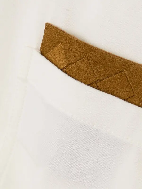 Bottega Veneta Intrecciato Suede-trimmed Organic Cotton-jersey T-shirt - Neutrals