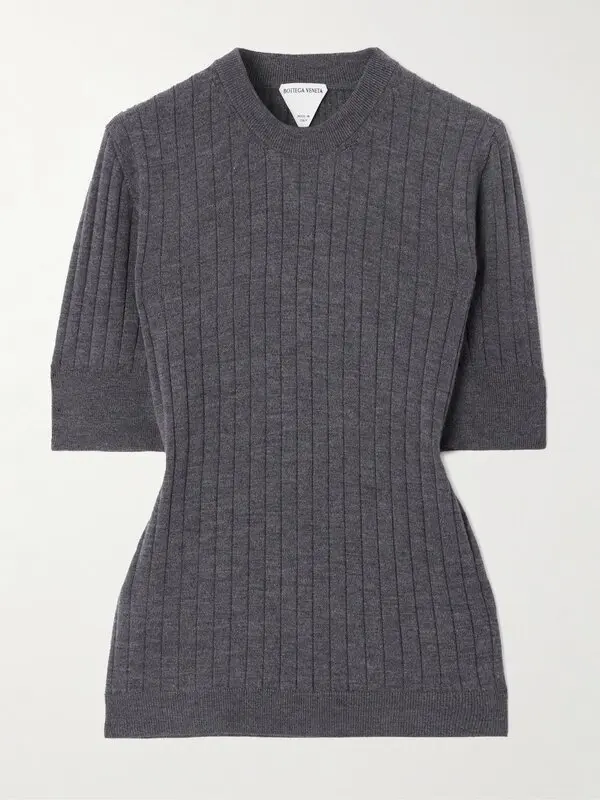 Bottega Veneta Ribbed Wool T-shirt - Gray