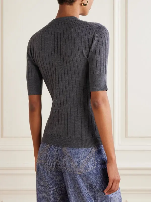 Bottega Veneta Ribbed Wool T-shirt - Gray