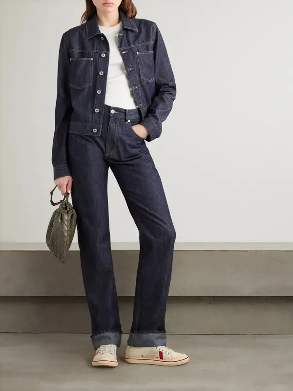 Bottega Veneta Intrecciato Suede-trimmed Denim Jacket - Blue