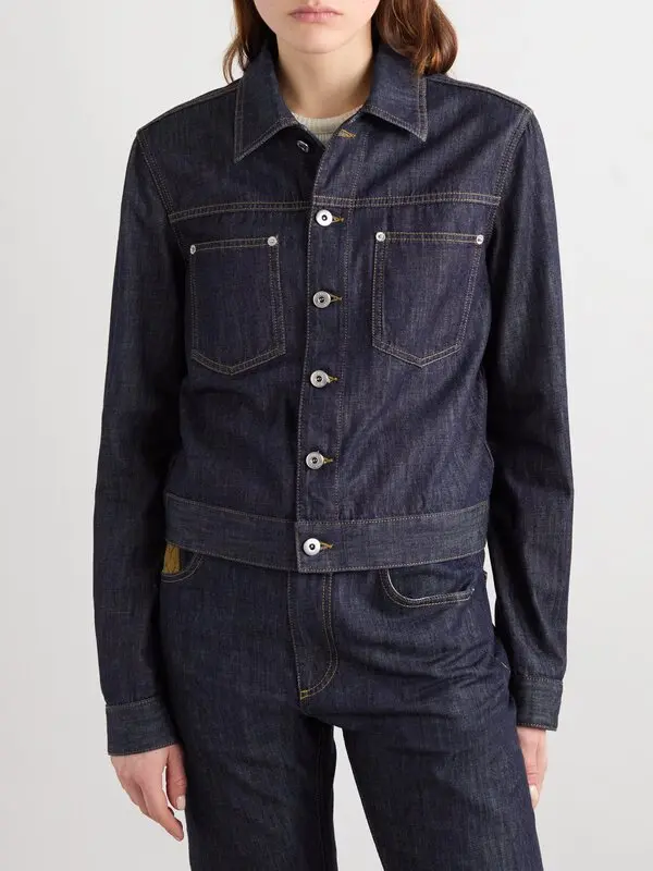 Bottega Veneta Intrecciato Suede-trimmed Denim Jacket - Blue