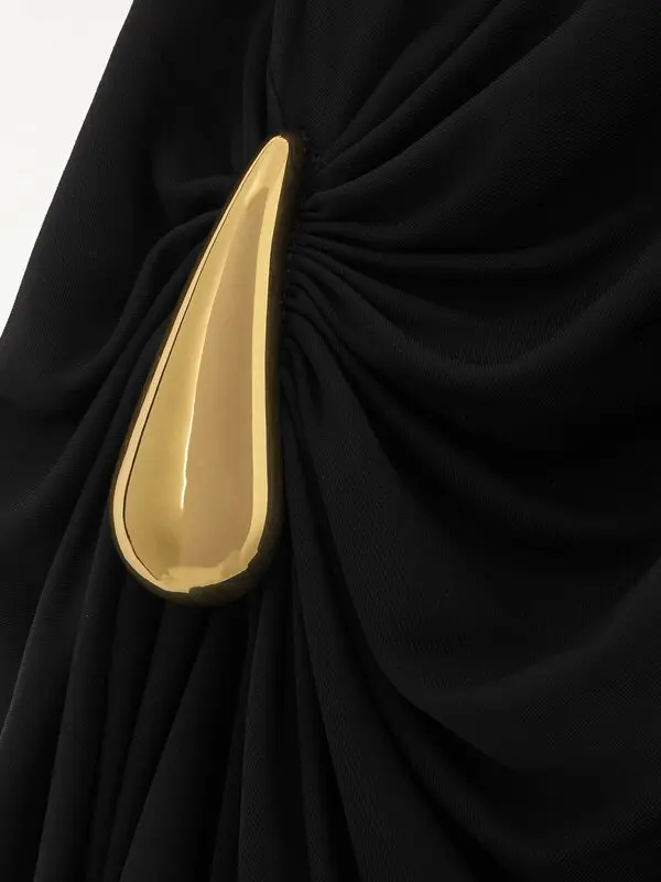 Bottega Veneta Gathered Embellished Crepe-jersey Maxi Dress