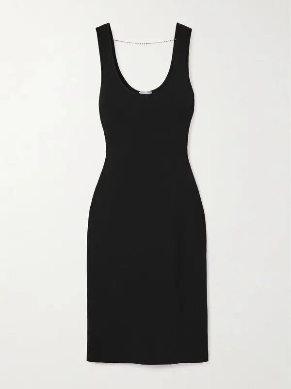 Bottega Veneta Compact Viscose Midi Dress - Black | Editorialist